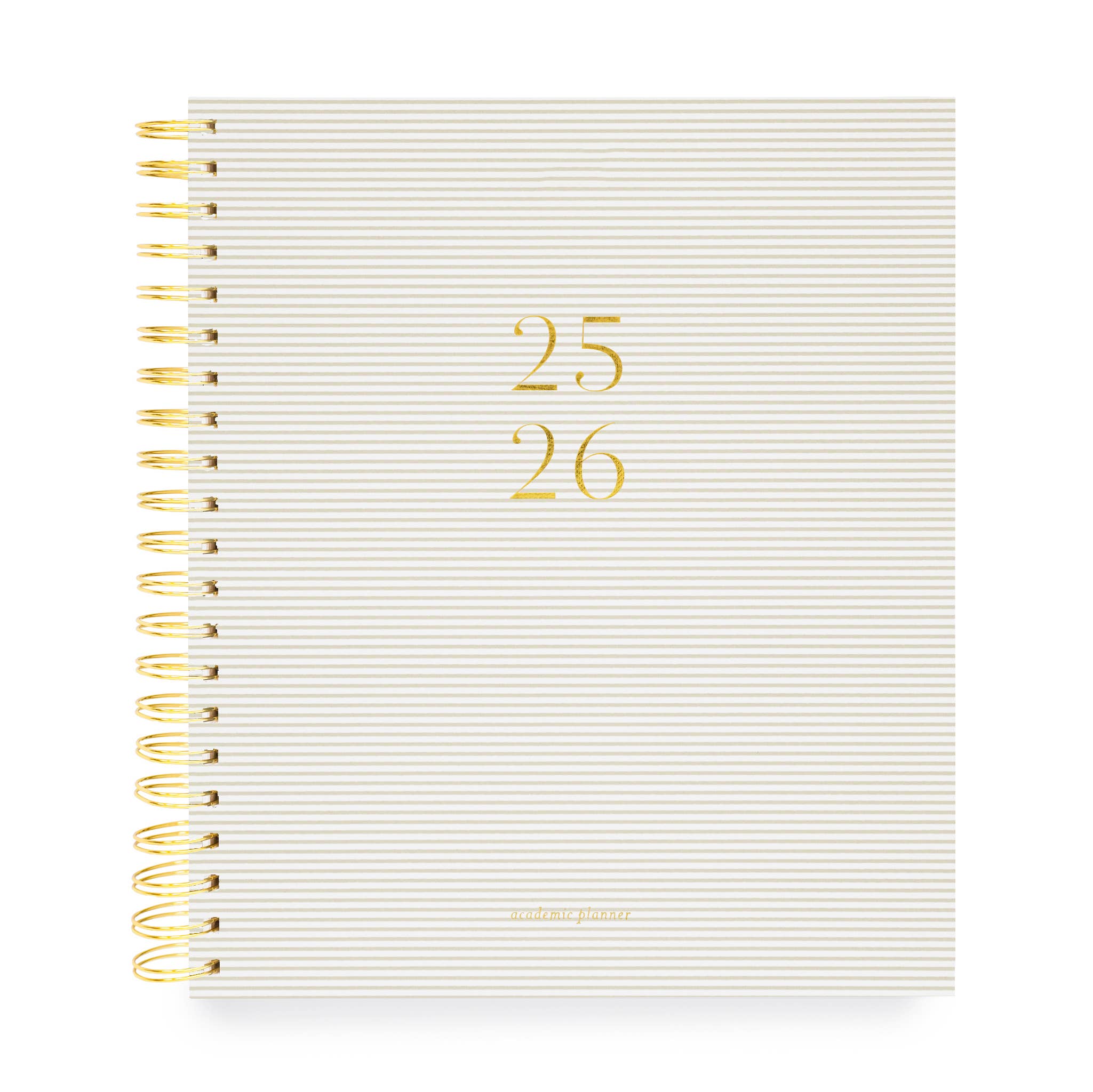 Sugar Paper 2025-2026 Large Khaki Stripe Weekly Spiral Academic Planner ...
