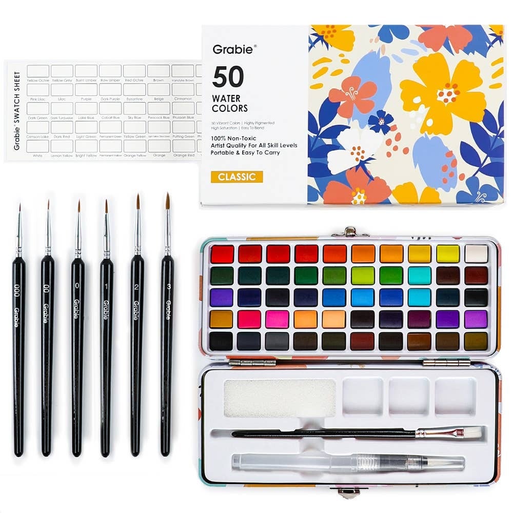 Grabie Watercolor Set of 50 with Brush | Parker Paper Company